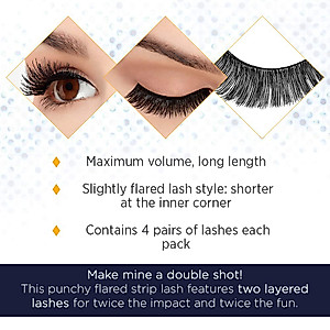 Ardell False Eyelashes Double Up 204 - Dramatic Volume & Length Strip Lashes, Reusable Fake Lashes, 1 Pack