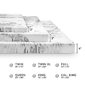 BioPEDIC 4-Inch Bamboo Charcoal Infused Memory Foam Mattress Topper - Full