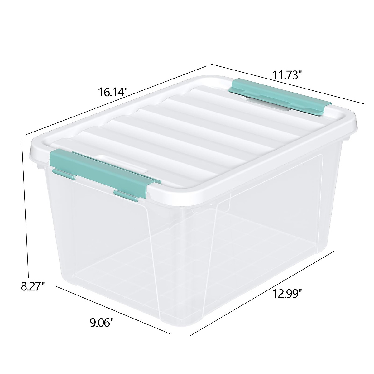 Vababa 20 L Plastic Latch Storage Box with Lid, 4-Pack Clear Small Storage Bin