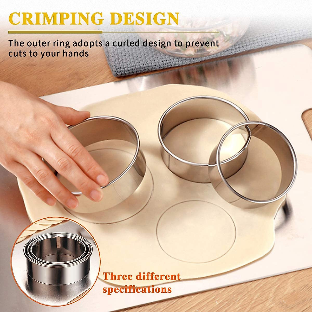 Dumpling Press Molds Set and Cutter Dumpling Skin Maker Stuffing Spoon Flour Ring Cutter,Chinese Dumpling Pie Ravioli Empanadas Press Mold Kitchen Accessorie