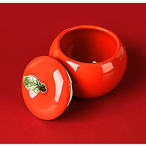 Mozacona Ceramic Apple Shape Container Food Storage Jar with Lid