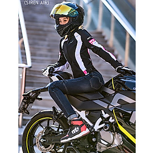 DUHAN Women's Motorcycle Jacket Summer Breathable Motorbike Moto Jacket Riding Ladies Clothing with removable protective gear (Pink, X-Large)