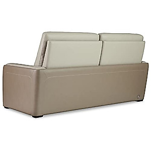 Signature Design by Ashley Battleville Contemporary Leather 2 Seat Power Reclining Sofa with Adjustable Headrest, Light Gray