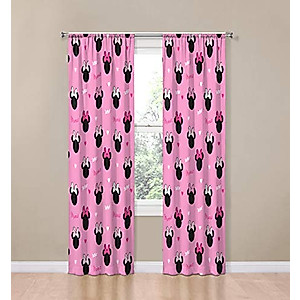 Jay Franco Disney Minnie Mouse Hearts N Love 84" inch Drapes - Beautiful Room Décor & Easy Set Up, Bedding - Curtains Include 2 Tiebacks, 4 Piece Set (Official Disney Product)