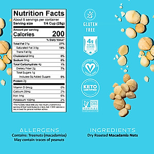 Mauna Loa Premium Hawaiian Roasted Macadamia Nuts, Unsalted, 8 Oz Bag (Pack of 1)