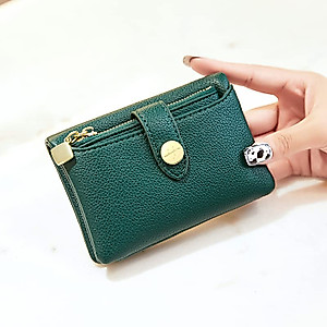 PofeeXIO Wallets for Women with Removable Card Sleeve Coin Purse Compact Bifold Small Wallet for Women Rfid Ladies Wallet Leather Billfold Womens Wallet Small (Green)