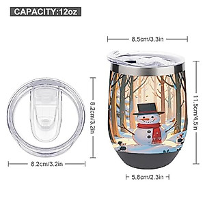 OPTKSNCU 304 Stainless Steel Insulated Cup with Lid, Snowman Christmas Print Durable, And Easy to Clean – Ideal for Home, Office, And Gift Giving