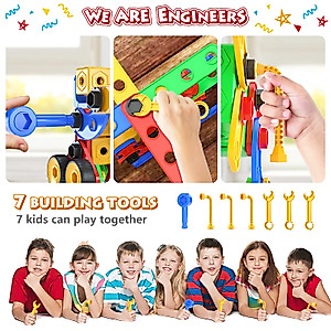 Jasonwell STEM Toys Building Blocks - 116 PCS Educational Construction Tiles Set Engineering Kit Learning Resources Christmas Birthday Gift for Toddlers Kids Ages 3 4 5 6 7 8 9 10 Year Old Boys Girls
