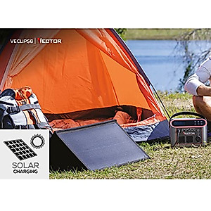 VECTOR VECLIPS6 733 Watt Lithium Portable Power Station Powers 9 Devices At Once, Pure Sine Wave Technology, AC, USB and Wireless Charging, Solar Capable