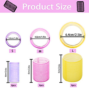 TINGIC Hair Roller Set - Jumbo Self-Grip Curlers with 3 Sizes for Long, Fine Hair, Roller Clips and Comb (34 PCS)