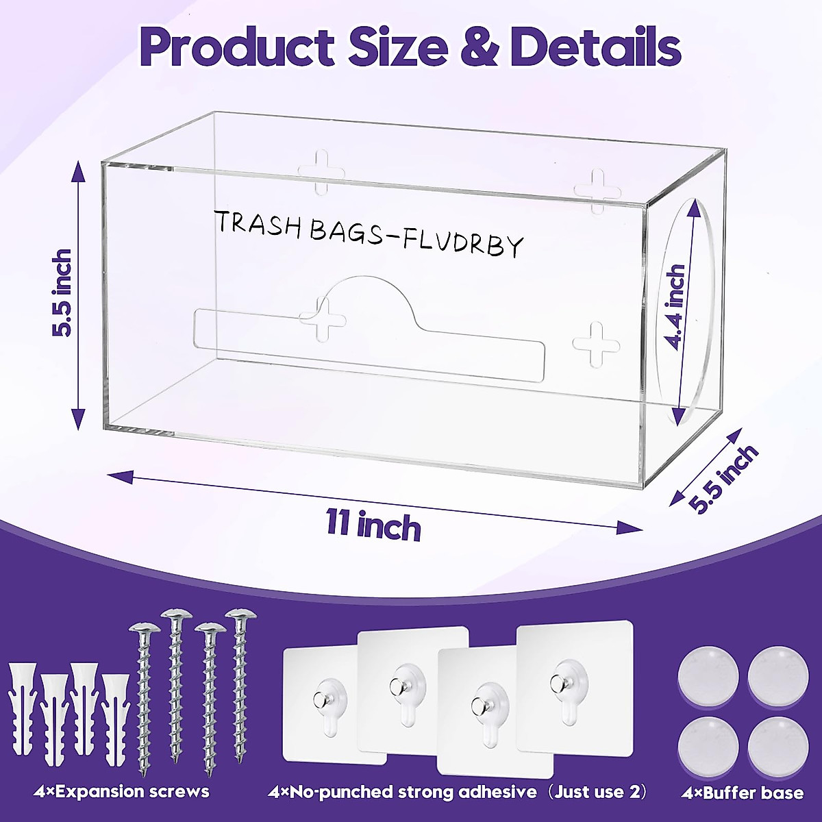Trash Bag Holder Dispenser: Acrylic Trash Bag Dispenser for Organizing Kitchen and Pantry; Garbage Bag Holder Dispenser, Trash Bag Dispenser Roll Holder, Under Sink Trash Bag Organizer-Small