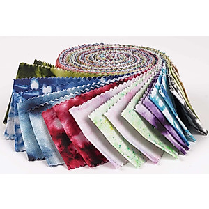 Soimoi 40Pcs Tie Dye Print Cotton Precut Fabrics for Quilting Craft Strips 2.5x42inches Jelly Roll - Multicolor