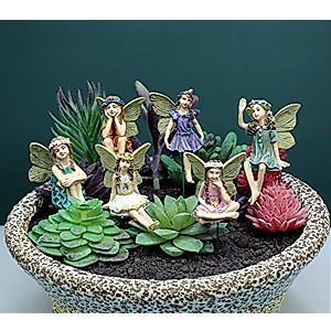 Dorlotou Fairy Garden Figurines 6pcs Miniature Fairies for Outdoor Garden Décor