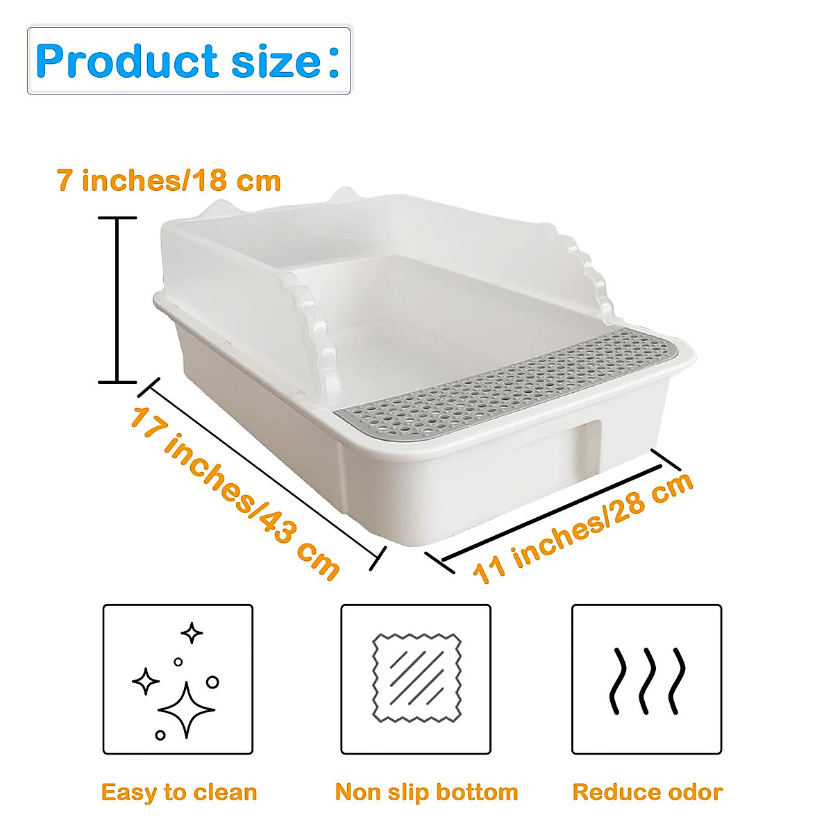 MUYG Open Cat Litter Box with High Side,Heightening Anti-Splashing Cats Litter Pan,Kitten Toilet with Litter Sifting Scoop,Semi-Enclosed Removable Kittens Litter for Boxes Easy to Clean No Odor