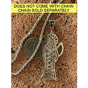 Solid 925 Sterling Silver - Large Men's Grim Reaper Death Pendant - Iced Santa Muerte Piece - Great Necklace (gold-plated-silver)