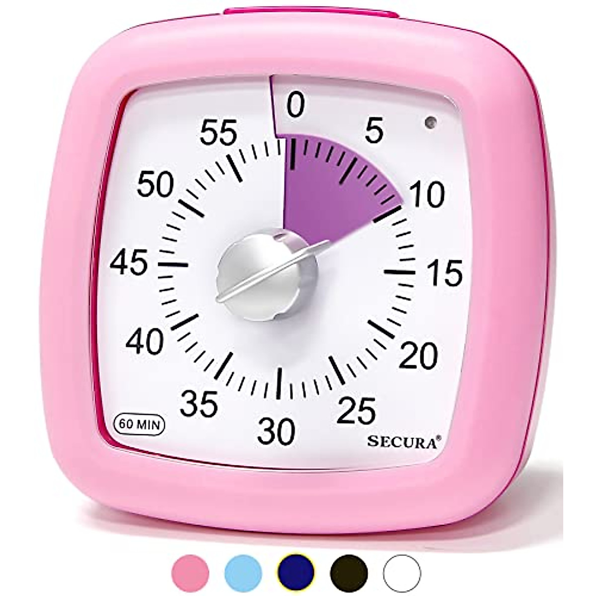 Secura 60-Minute Visual Timer, Silent Study Timer for Kids and Adults, Time Clocks, Time Management Countdown Timer for Teaching