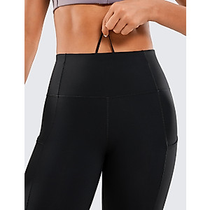 CRZ YOGA Women's Naked Feeling Workout Leggings 25 Inches - High Waisted Yoga Pants with Side Pockets Running Tights Black Medium