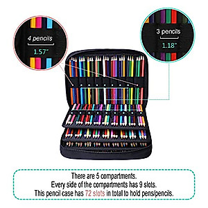 JAKAGO 220 Slots Colored Pencil Case Large Capacity Pen Holder for Artist Painter Zipper Organizer Bag for Marker Highlighter Storage Case for Office Sketch Travel Supplies (Black)