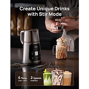 Dreo BaristaMaker Milk Frother, All-in-1, 27oz/800ml Hot/Cold Electric Foam Maker for Coffee, Latte Art-level Microfoam, Automatic Milk Warmer, Dairy/Plant-Based Milk, 30+ Drinks, Dishwasher Safe