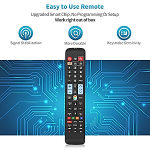 Universal Remote Control for All Samsung TV Remote LCD LED QLED SUHD UHD HDTV Curved Plasma 4K 3D Smart TVs, with Buttons for Netflix, Prime Video, Smart Hub-Backlit