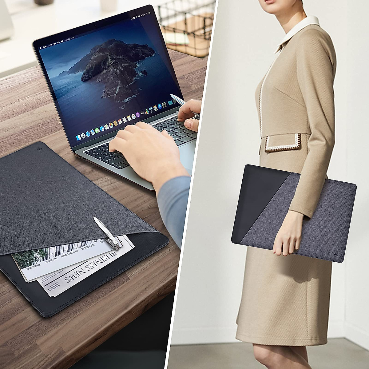 FINPAC 13 Inch Laptop Sleeve Case, Slim Handbag with Magnetic Closure for 12.9" iPad Pro 2018-2022, MacBook Air 13 2018-2022, MacBook Pro 13 2016-2022, Surface Laptop Go, Surface Pro 9/X/8/7/6, Black