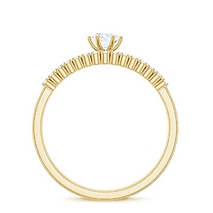 Rosec Jewels - Simple Round Shape Cubic Zirconia Solitaire Ring Set in Gold for Women (1/2 Carat Cubic Zirconia), 10K Yellow Gold, Size:US 4.50