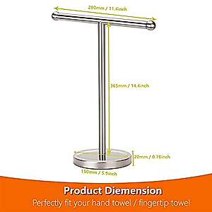 Hand Towel Holder Stand with Heavy Stainless Steel Base, T-Shape Towel Rack, Free-Standing Towel Holder Countertop for Bathroom (Brushed Nickel)