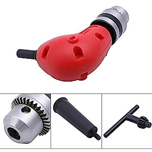 Maizoon Right Angle Drill Attachment 0.8-10mm 90 Degree Round Shank Right Angle Bend Extension Accessory Corner Three Jaw Chuck Narrow Space Repair Tool With 9.5mm 3/8" Shank, DZ04B