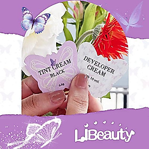 Libeauty Eyelash Black Color Kit, Semi-Permanent Hair Color Kit for Lash and Brow Cute Butterfly Disposable Individual Sachet Kit Instant Voluminous Coloring Eyebrow Colour Kit