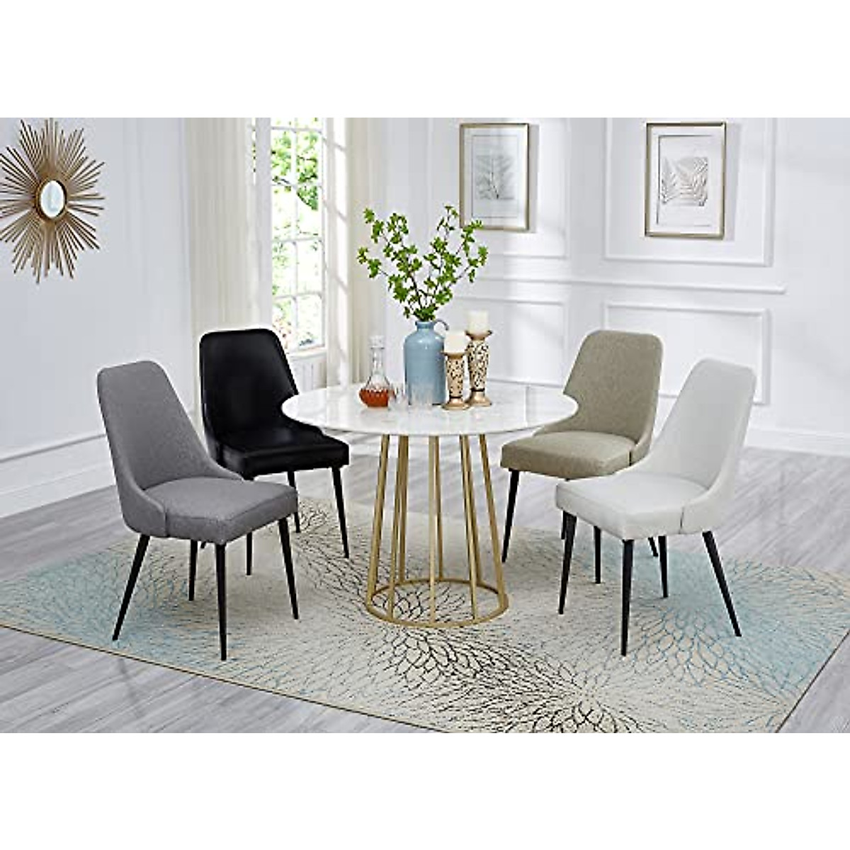 Ball & Cast Kitchen Chair Modern Upholstered Dining Chairs, Desk Chair Side Chair with Metal Legs, Ivory Set of 2