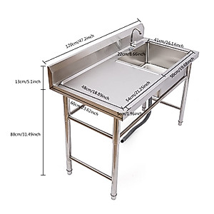Stainless Steel Sink,Outdoor Sink Station with Hose Hook Up Commercial Utility Sink for Laundry Room Restaurant Kitchen Sink with Faucet and 21.25" L x 18.89" W Workbench