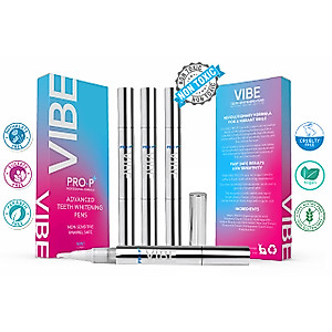 Vibe Teeth Whitening Pens, Healthy, Peroxide Free 4 Pack, Non-Toxic Fast Results, 3ml per pen, Vegan, Painless, teeth whitening kit for sensitive teeth, Travel Sized, Easy to Use, Organic Mint Flavor