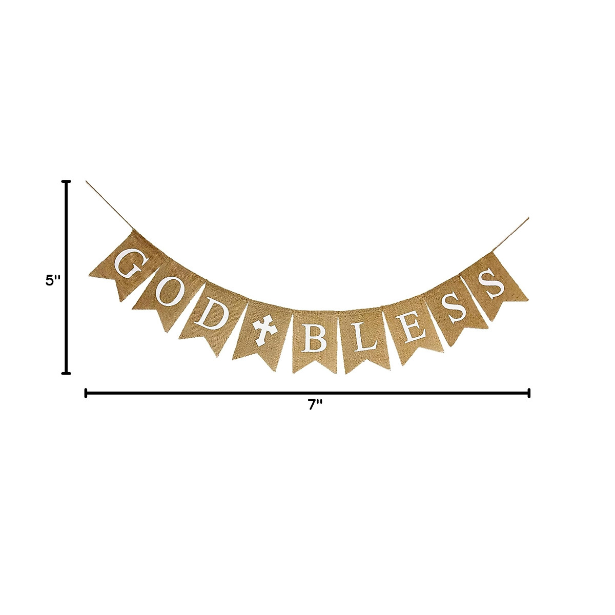 Shimmer Anna Shine Burlap God Bless Banner for Baby Girl Boy Baptism Decorations Christening First Communion Confirmation Baby Shower Wedding Birthday Party Photo Props (White Print)