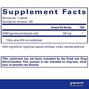 Pure Encapsulations GABA | Supplement to Support Relaxation and Moderation of Occasional Stress* | 120 Capsules