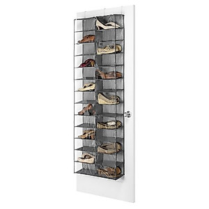 Whitmor Over The Door Shoe Shelves - 26 Sections - Crosshatch Gray