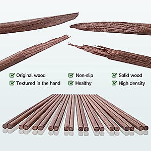 Gixaxak 10 Pairs Hardwood Chopsticks Reusable Hand Carved Chopsticks Natural Wood Chop Sticks High Quality Reusable Chopsticks Chinese Chopsticks Suitable for Kitchen and Dining Room (Style 2)