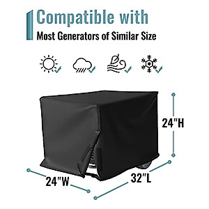 SHINESTAR Generator Cover for 5500-13000 Watt Portable Generators, for Westinghouse, Champion, DuroMax, Generac and More, Heavy Duty Waterproof 600D Polyester, 32 x 24 x 24 Inch, Black