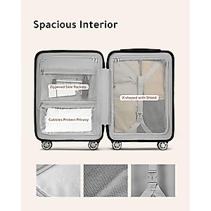 LUGGEX 20 Inch Carry on Luggage Set with Pocket Compartment - PC Hard Shell Suitcase Set with Backpack - Hassle-free Travel Luggage Airline Approved