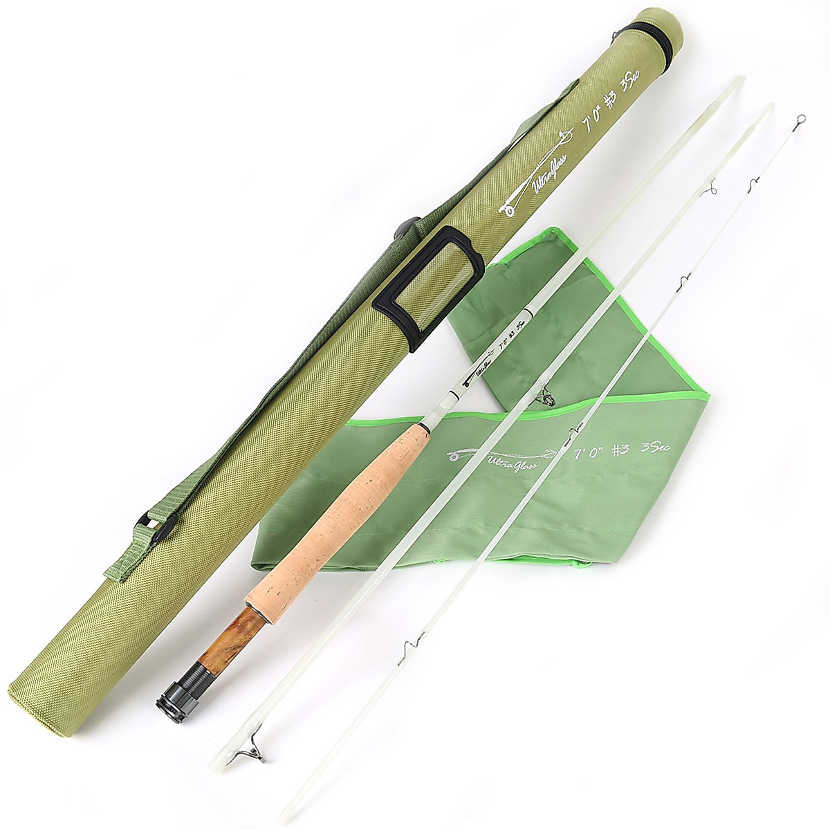 M MAXIMUMCATCH Maxcatch Fiberglass Fly Fishing Rod: 3wt/ 5wt/ 6wt/8wt in Blue,Orange, Purple or Transparent (Transparent, 7'0'' 3wt 3sec)