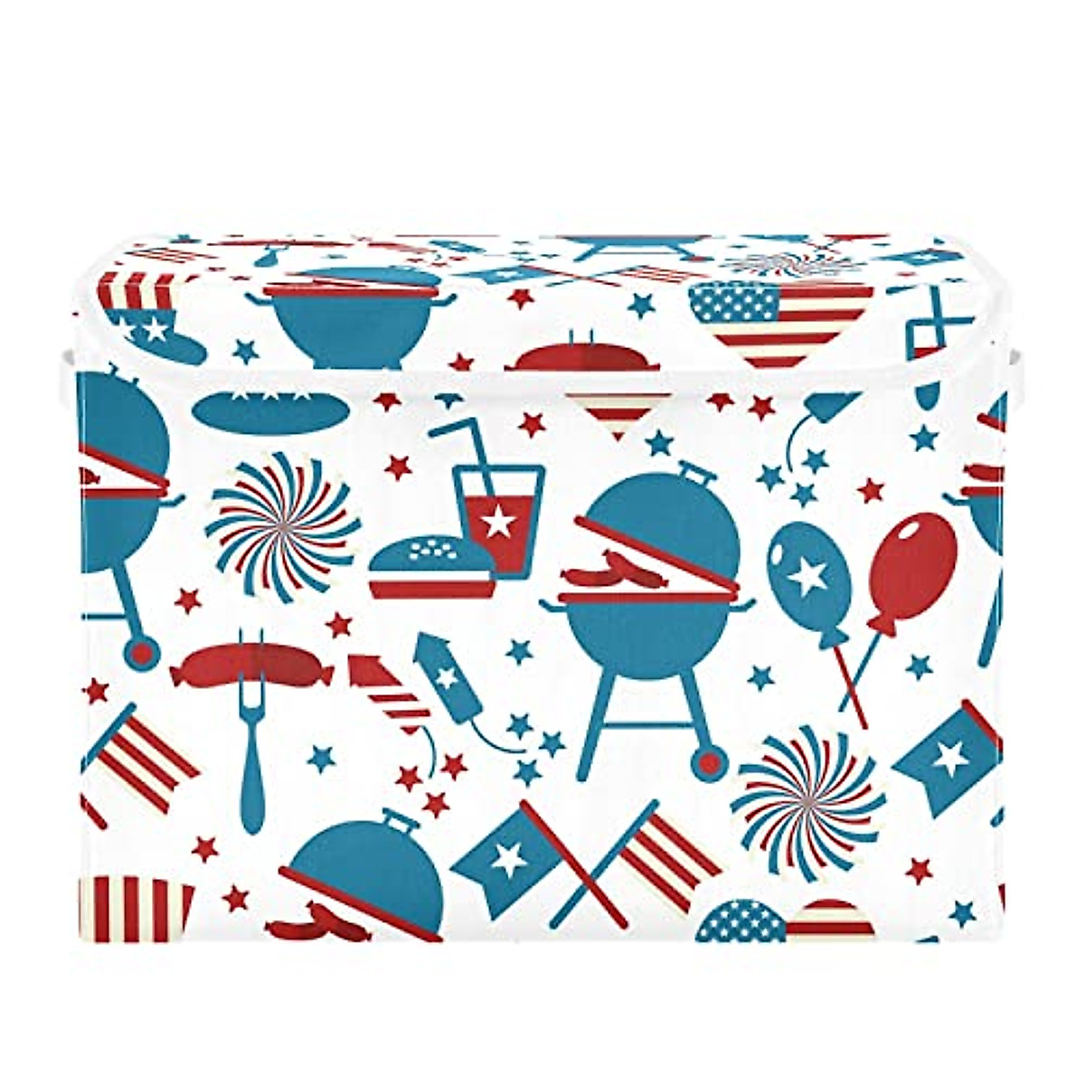 Fourth July Party Storage Bins with Lids Collapsible Storage Box Basket with Lid Closet Organizer Containers Storage Boxes for Organizing for Laundry Room School Office Cars