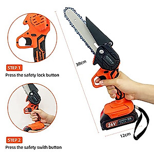 Mini Chainsaw 6 Inch & 4 Inch, KEPDTAI Cordless Chainsaw Set, 550W Electric Chainsaw 24V Rechargeable Battery Portable Small Chainsaw with Safety Lock for Tree Pruning Wood Cutting Branches Shears