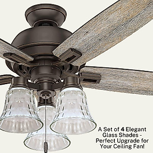 LIGHTACCENTS Ceiling Fan Light Covers For Ceiling Fan Light Kit - Clear Wave Glass Shade Light Covers For Ceiling Lights Fixture Replacement Globes & Shades Ceiling Fan Globe Replacement (4-pack)