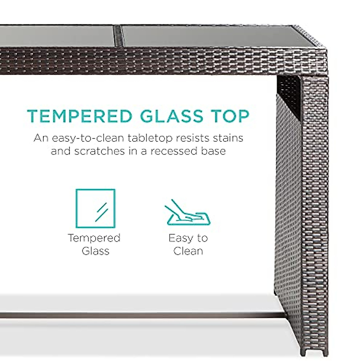 Best Choice Products 7-Piece Outdoor Wicker Bar Dining Set, Rattan Patio Furniture for Backyard, Garden w/Glass Table Top, 6 Stools, Removable Cushions - Brown/Beige