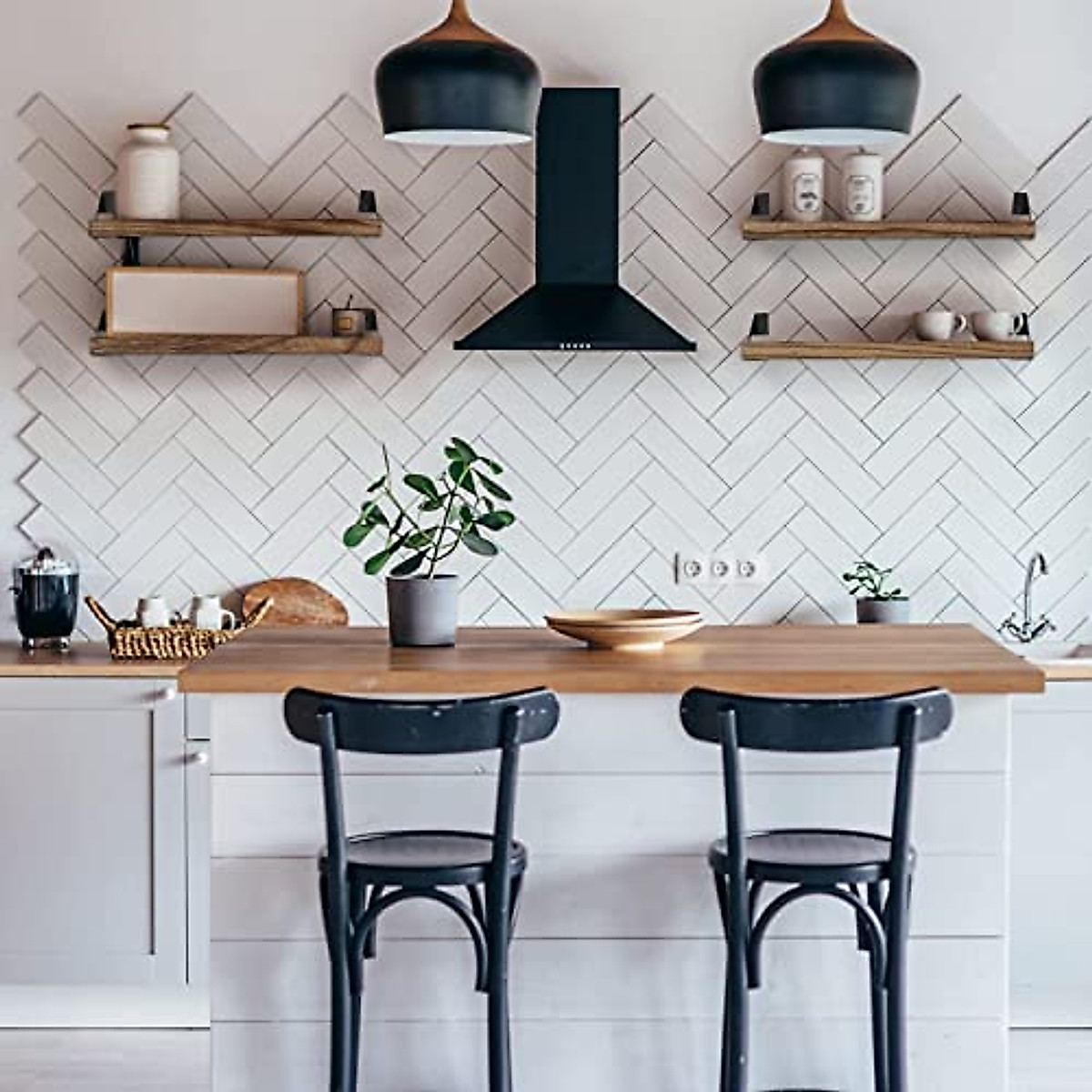 HXSWY Rustic Wood Floating Shelves for Wall Decor Farmhouse Wooden Wall Shelf for Bathroom Kitchen Bedroom Living Room Set of 4 Light Brown