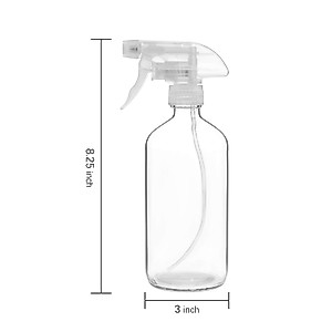 Suwimut 9 Pack Glass Spray Bottles, 16 oz(480ml) Empty Clear Refillable Container for Essential Oils, Cleaning Products, Aromatherapy, Misting Plants or Cooking, Clear Trigger Sprayer with Mist.