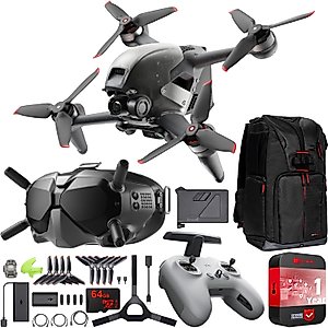 DJI FPV Drone Combo with Remote Controller and Integra Goggles 4K Video Creator On the Go Bundle with Deco Gear Ultimate Drone Photography Backpack Case and CPS 1yr Enhanced Protection Pack