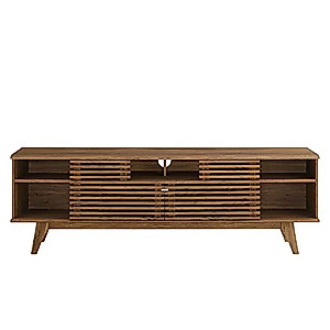 Modway Render 71" Mid-Century Modern Low Profile Media Console TV Stand, 71 Inch, Walnut