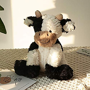 Hopearl Adorable Plush Cow Toy Floppy Dairy Cattle Soft Stuffed Animal Cute Birthday for Boys Girls Kids Toddlers, 9''