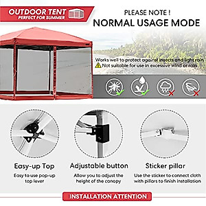 VIVOHOME 210d Oxford Easy Pop Up Canopy, 8x8 Outdoor Screen Tent with Mesh Mosquito Netting Side Walls for Camping Picnic Party Deck Yard Events,Red