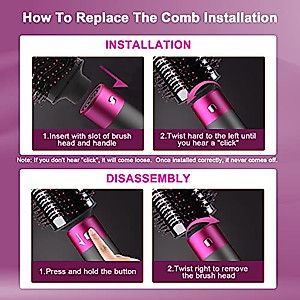 Hair Dryer Brush 4 in 1 Blow Dryer Brush Negative Ionic Hot Air Brush Kit Hair Dryer & Volumizer with 4 Detachable Brush Heads for Straightening Curling Styling